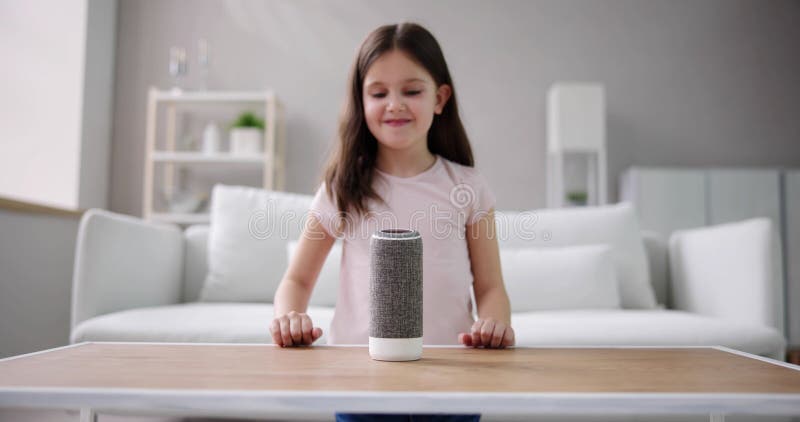 Child Kid Using Smart Speaker Stock Photo - Image of music, electronic ...