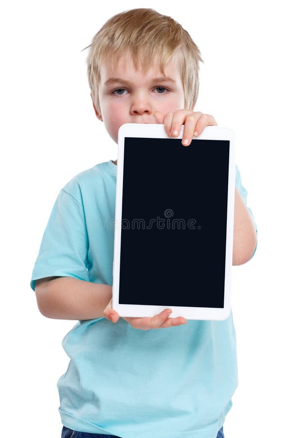 Child Kid Young Little Boy with Tablet Computer Copyspace Stock Photo ...