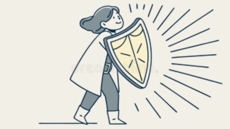 A Child Knight with a Shield Protecting Against Negative Arrows, Vector ...