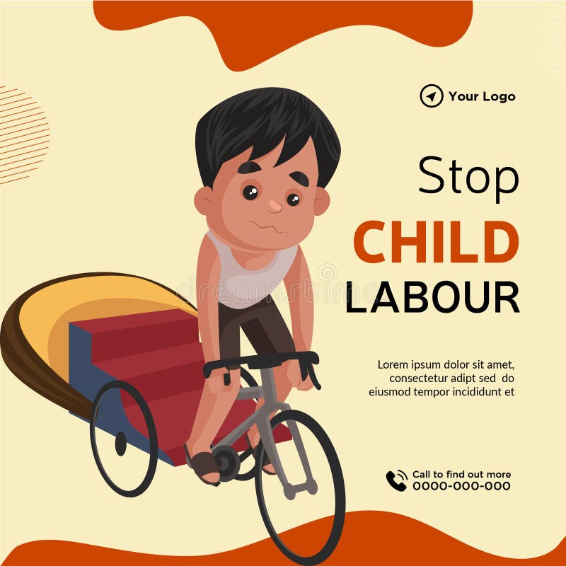 Banner Design of Stop Child Labour Stock Vector - Illustration of short ...