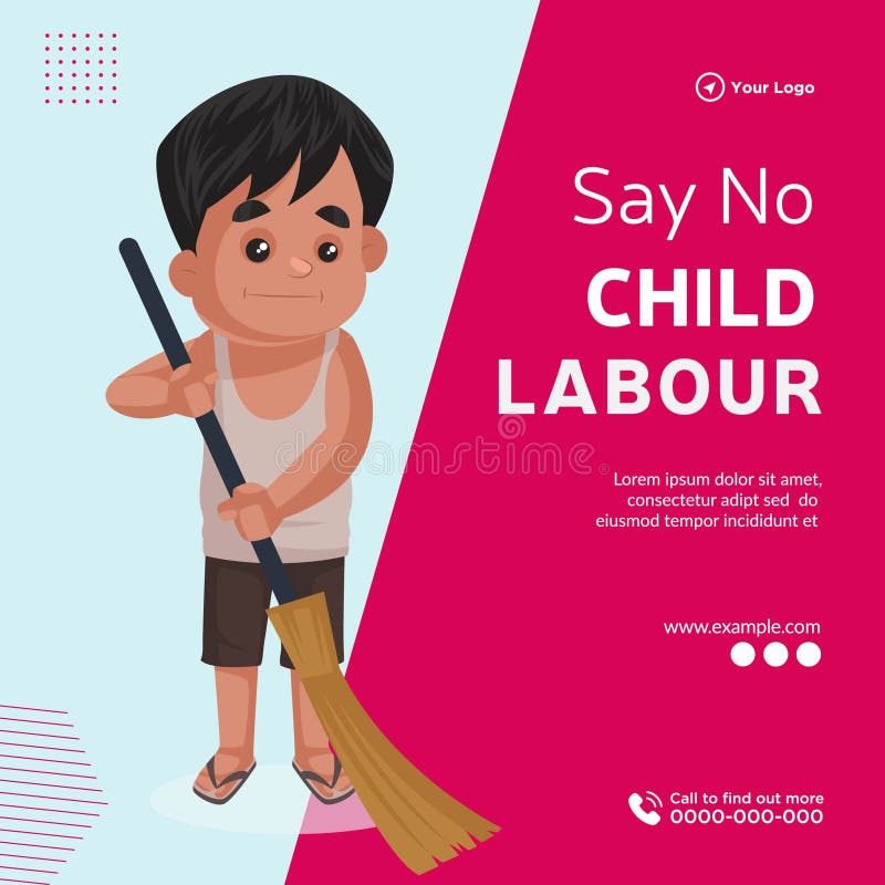 Banner Design of Say No Child Labour Stock Vector - Illustration of ...