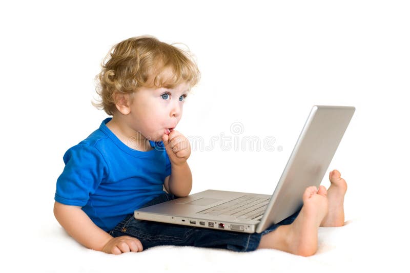 Child with laptop stock image. Image of education, computer - 26640375