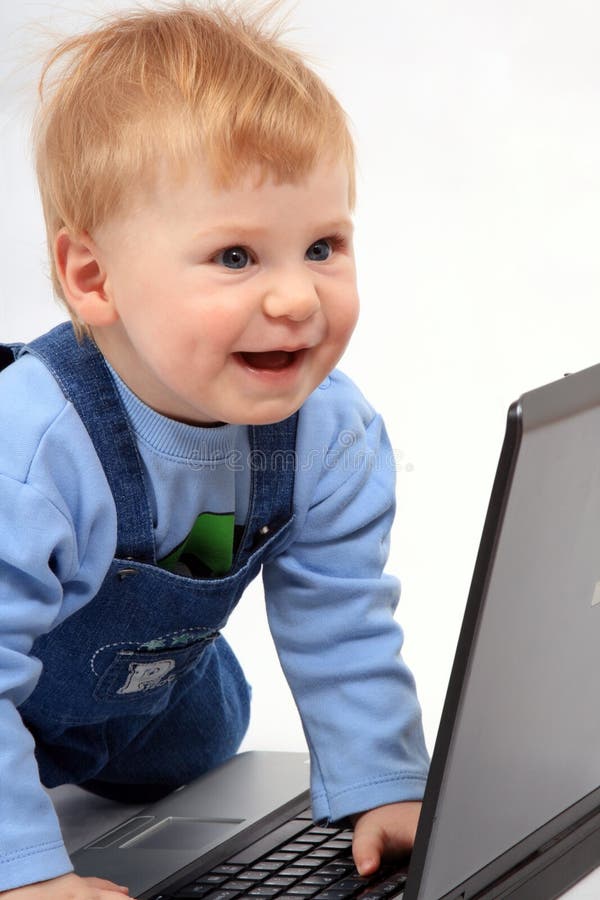 The child with laptop stock photo. Image of baby, computer - 4543624