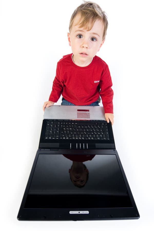 Child with laptop stock photo. Image of cute, little, innocence - 6500752