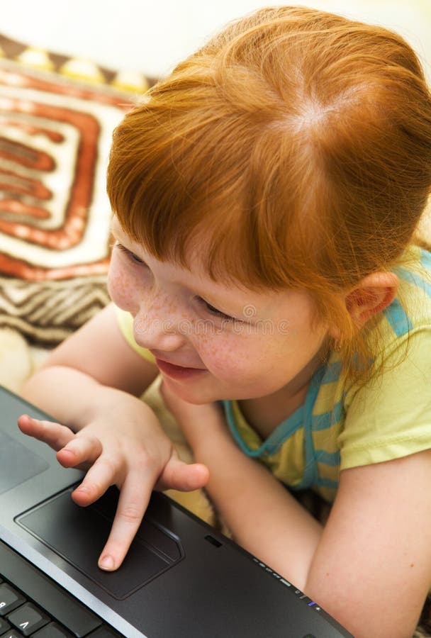 Child with laptop stock image. Image of enthusiasm, people - 7443905