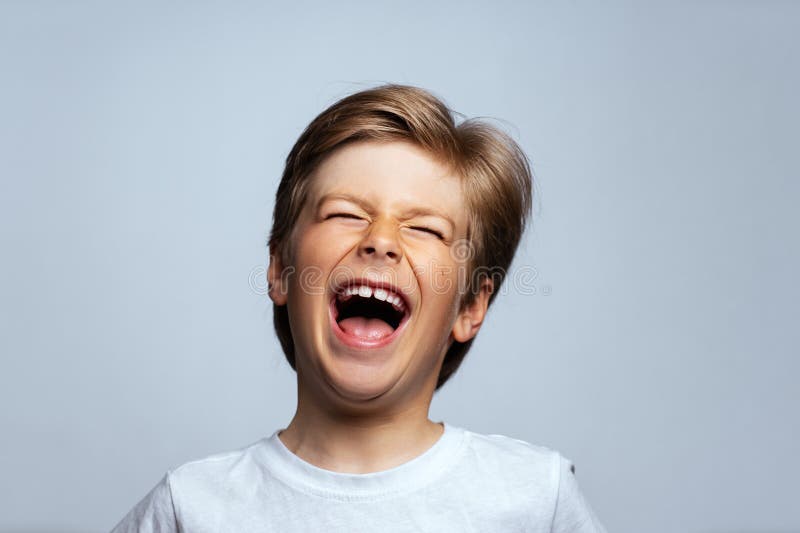 Child Laughs Out Loud Portrait Stock Photo - Image of young, teeth ...