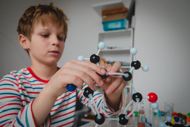 Child Learning Chemistry, Making Model of a Molecule, Engineering and ...