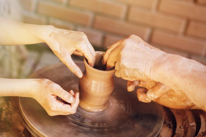 Child Learning Clay Modeling Stock Photo - Image of adult, hands: 88933120