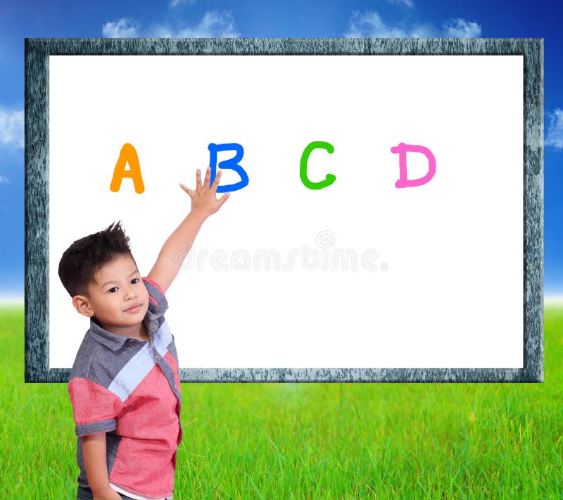 Child are Learning Index on a Nature Background. Stock Image - Image of ...