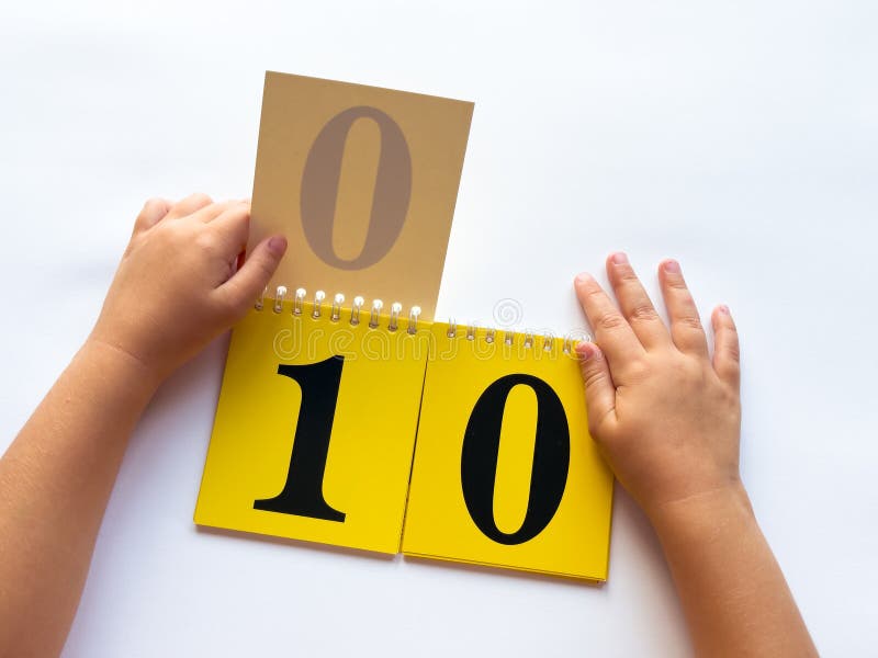 Child Learning Numbers with Educational Flashcards on White Background ...