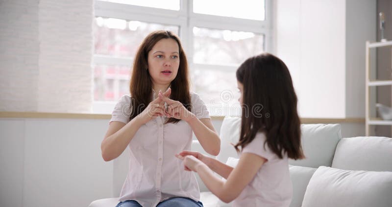 Child Learning Sign Language. Hearing Disabilities Stock Image - Image ...