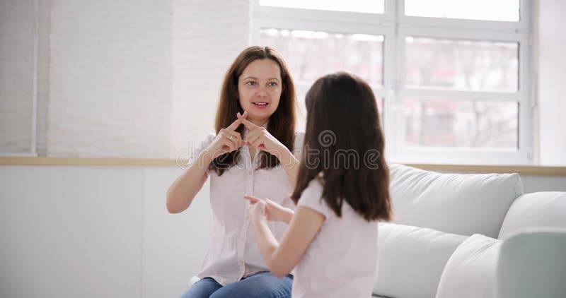 Child Learning Sign Language. Hearing Disabilities Stock Photo - Image ...