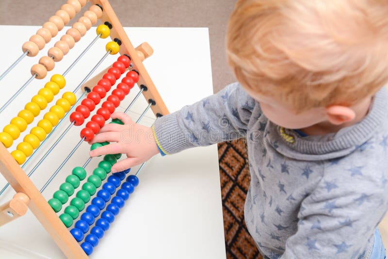 Young Child Counting with an Abacus Stock Photo - Image of abacus ...