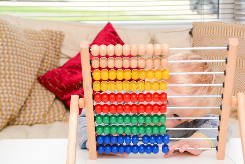 Young Child Counting with an Abacus Stock Photo - Image of learn ...