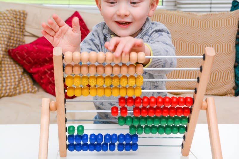 Young Child Counting with an Abacus Stock Photo - Image of abacus ...