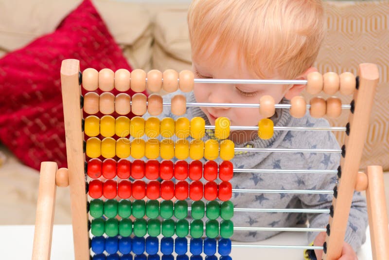 Young Child Counting with an Abacus Stock Image - Image of lesson, math ...