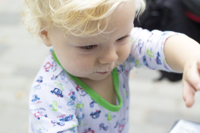 The Child Learns with Interest the Outside World Stock Image - Image of ...
