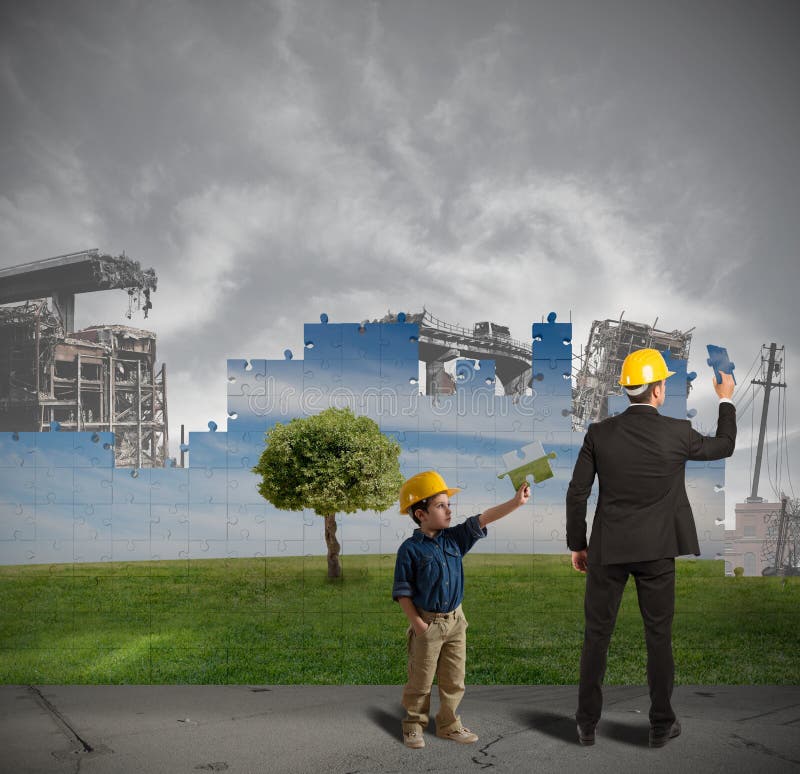 Child Learns To Improve World Stock Photo - Image of construction ...