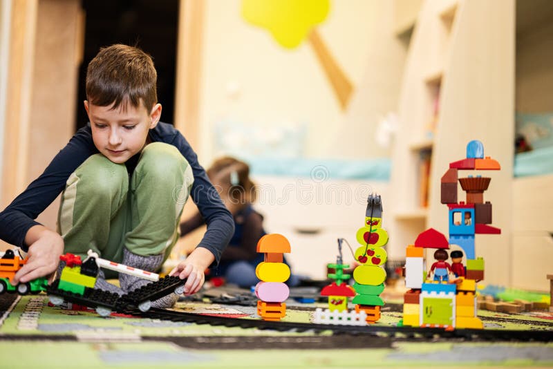 Child Leisure Activity, Creative Game. Brother and Sister Play at Home ...