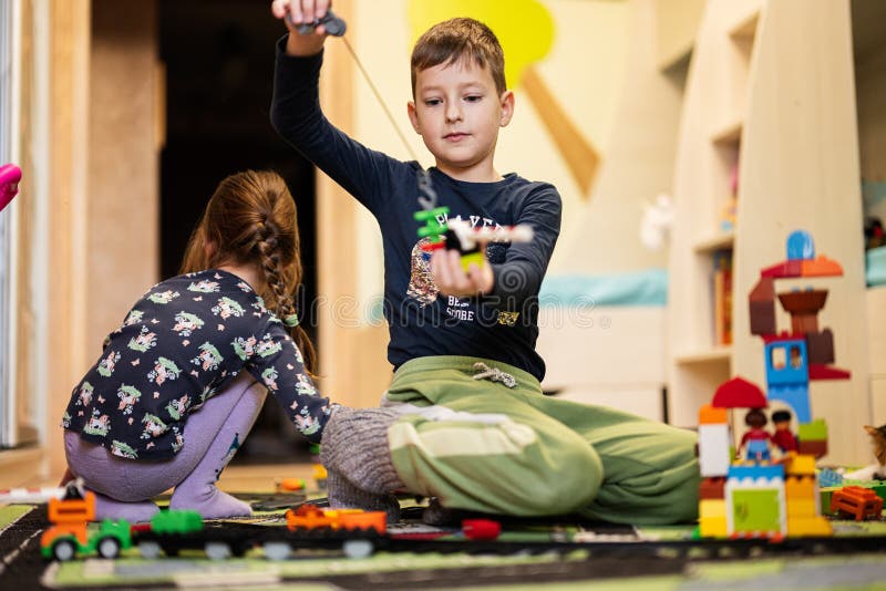 Child Leisure Activity, Creative Game. Kids Play at Home Stock Image ...