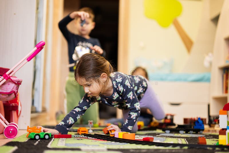 Child Leisure Activity, Creative Game. Kids Play at Home Stock Image ...