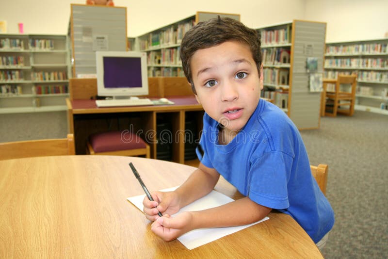 Child in Library stock image. Image of homeschool, elementary - 1034577