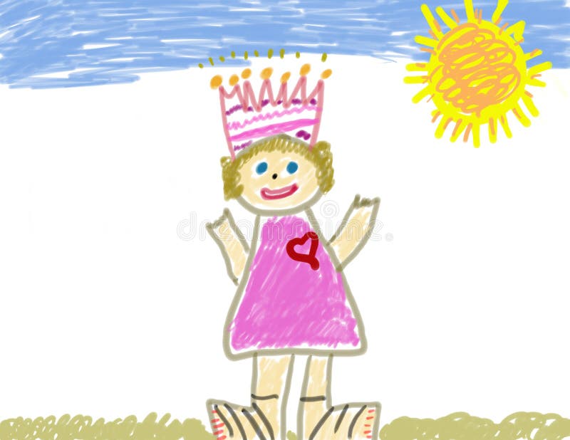 Child Like Drawing of Family Stock Illustration - Illustration of ...