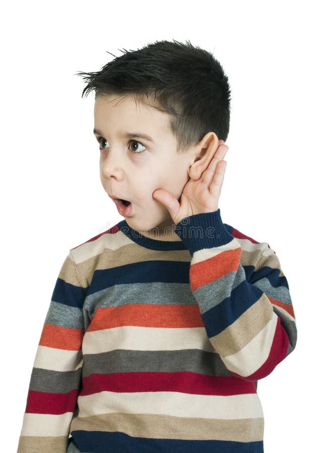 Child listening with ear stock photo. Image of black - 29600344