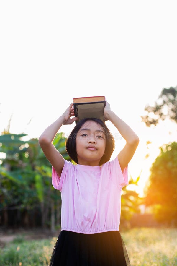 Child Little Girl with Reading a Books Stock Image - Image of cheerful ...