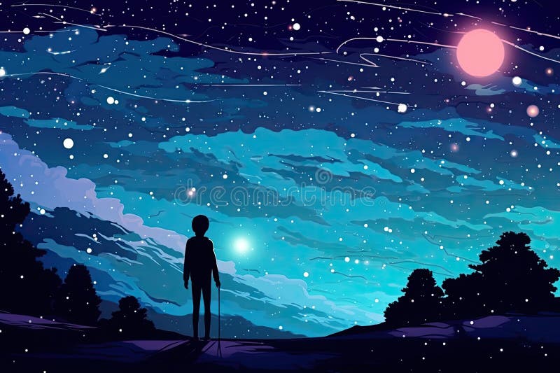 Child Look in Starry Sky Galaxy Stock Image - Image of child, learn ...