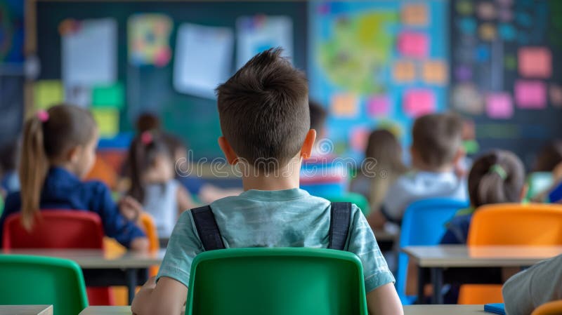 Child Looking Forward in a Classroom Stock Photo - Image of curiosity ...