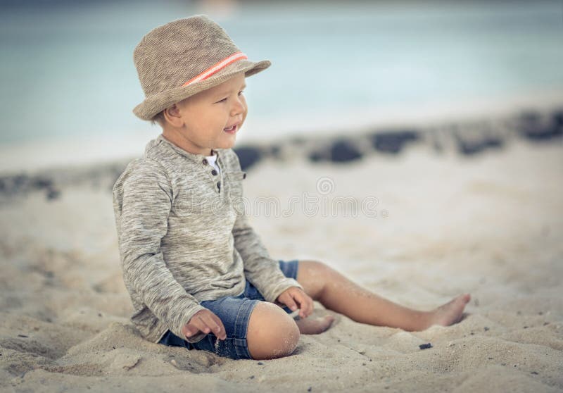 Child Looking Looking into the Distance on the Beach Stock Image ...
