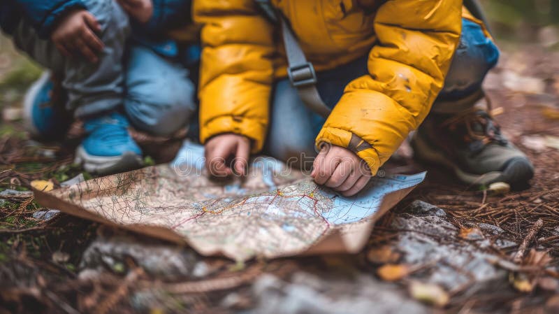 A Child is Looking at a Map with Another Child Stock Photo - Image of ...
