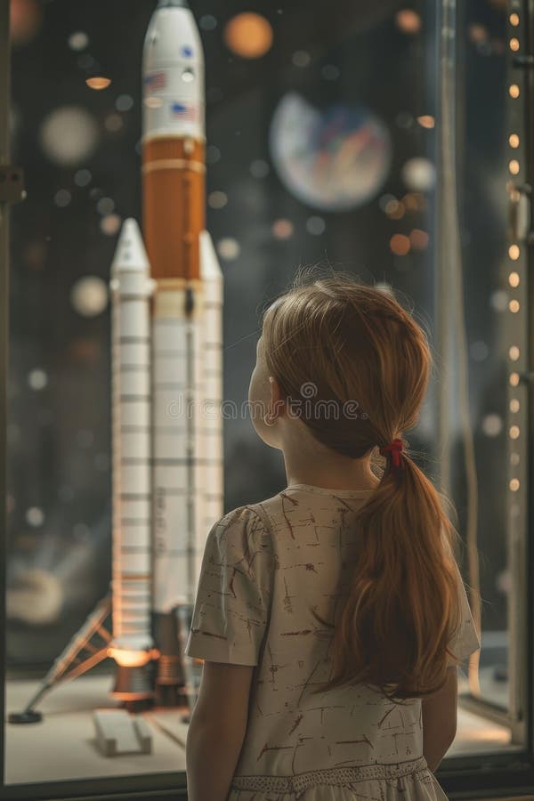 A Child Looking at a Model of a Rocket, Representing the Inspiration ...