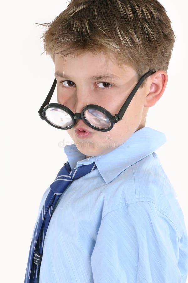 Child Looking Over Top of Round Glasses Stock Photo - Image of ...