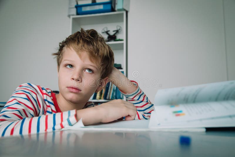 Child Tired and Bored of Doing Homework, Kid Stressed from Learning ...