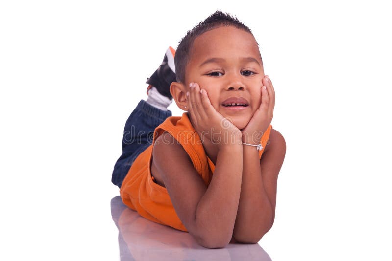 Child Lying on the Ground Looking Stock Image - Image of portrait, kids ...