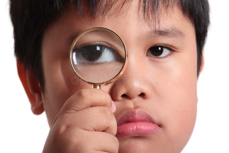 Child with Magnifying Glass Stock Image - Image of portrait, color ...