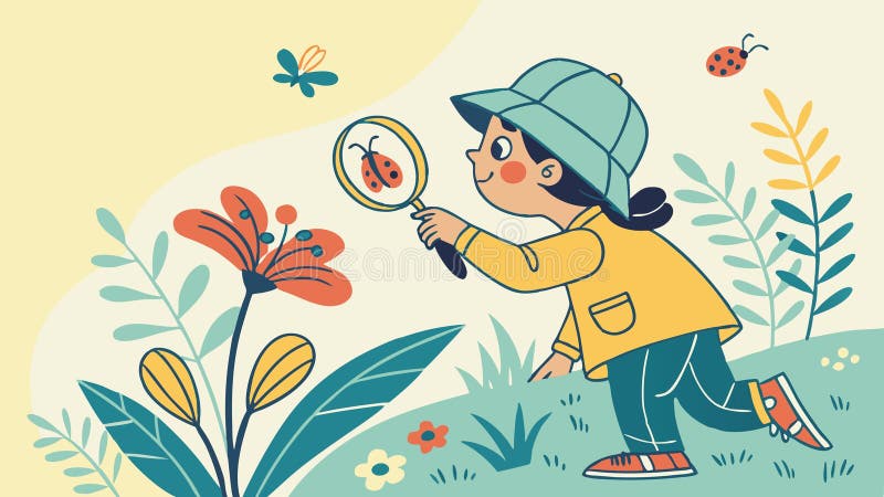 Child with Magnifying Glass, Exploration, Discovery, Vector Design ...