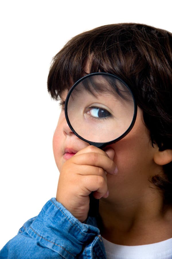 Child with Magnifying Glass Stock Image - Image of magnifier, hand ...