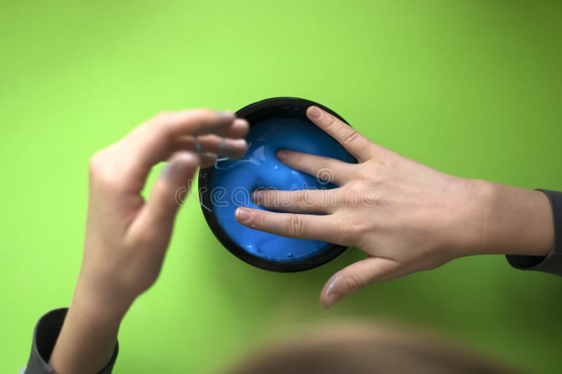 The Child Makes Slime. Selective Focus Stock Image - Image of ideas ...