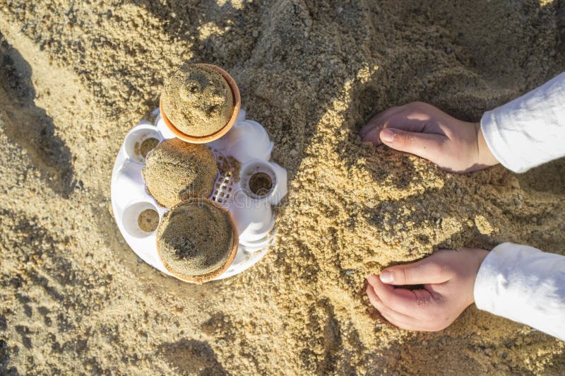 Child Making Delicious Sand Ice Cream Stock Photo - Image of making ...