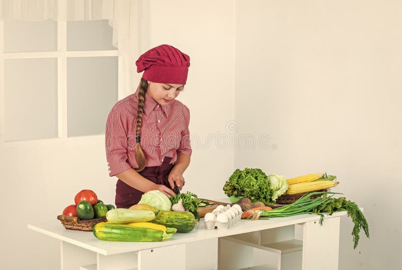 Child Making Dinner from Vegetables, Vitamin Stock Image - Image of ...