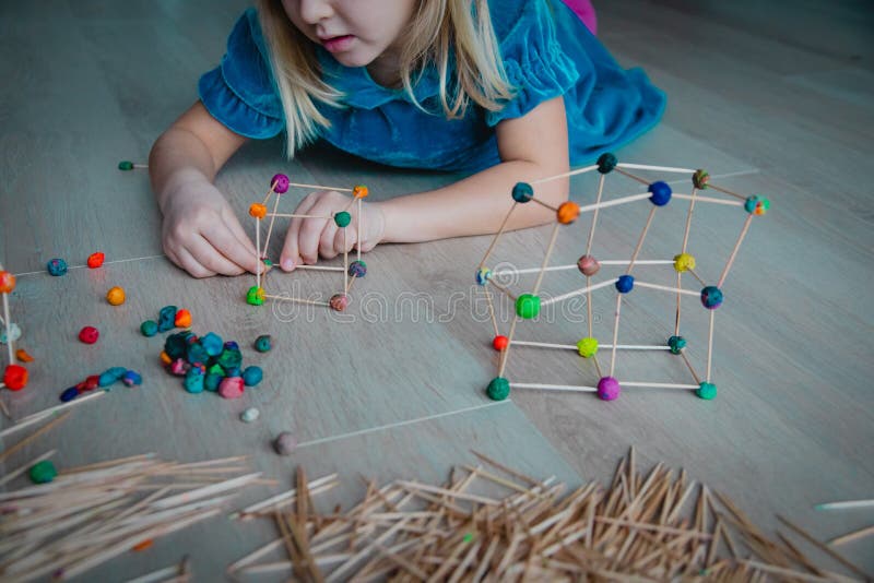 Child Making Geometric Shapes, Engineering and STEM Stock Image - Image ...