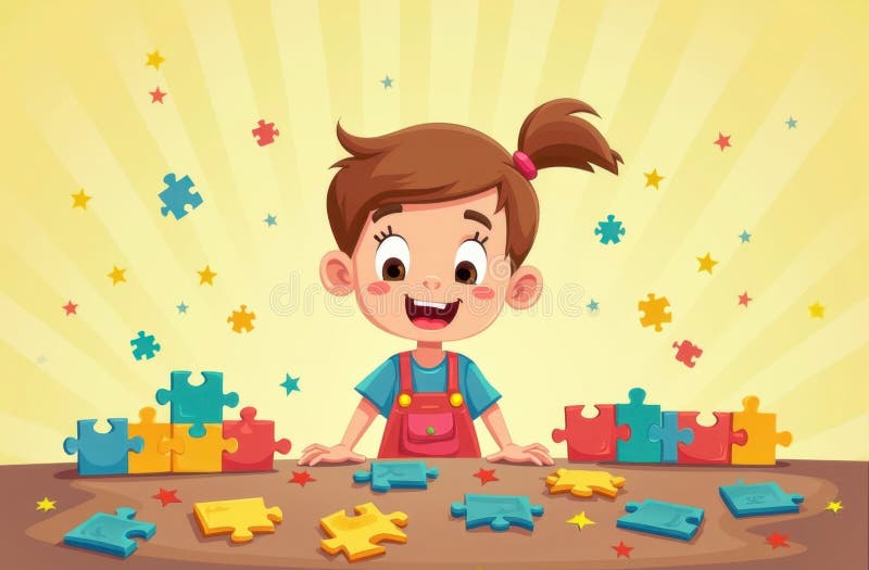 A Child Making a Puzzle at 16-12-2024 Stock Illustration - Illustration ...