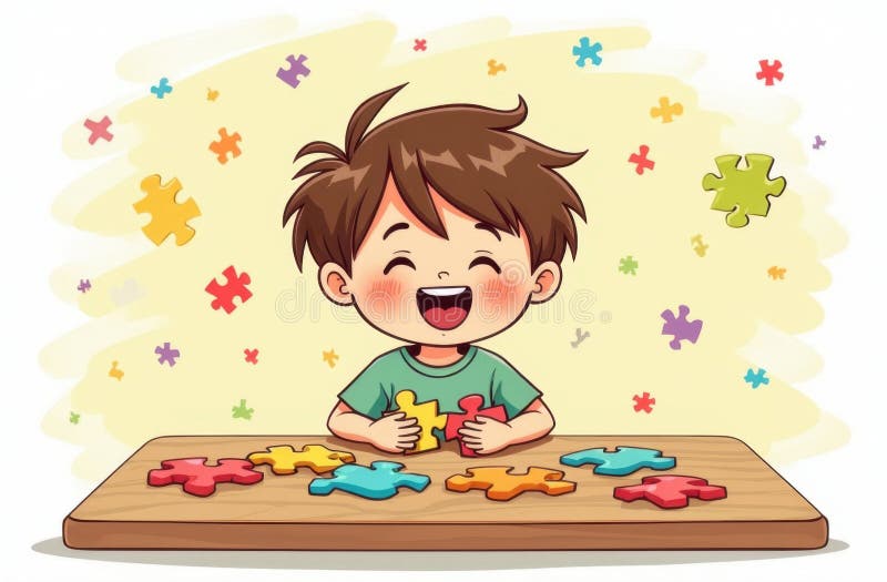 A Child Making a Puzzle at 16-12-2024 Stock Illustration - Illustration ...