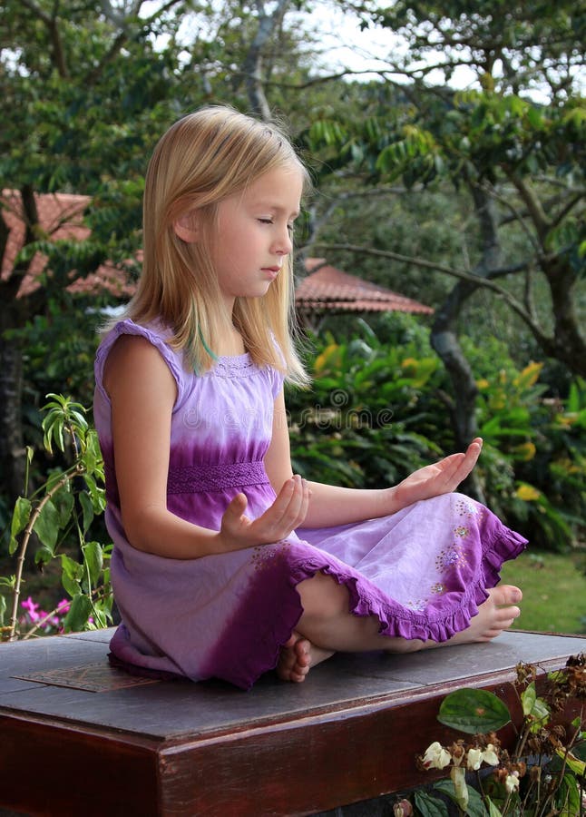 Child Meditating stock photo. Image of garden, harmony - 18747598