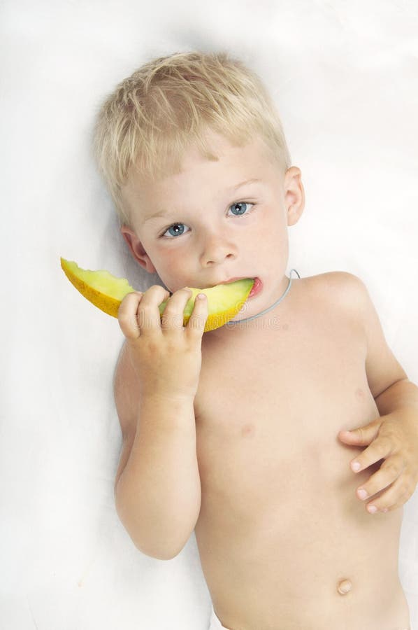 Child with melon stock image. Image of adorable, cute - 15910659