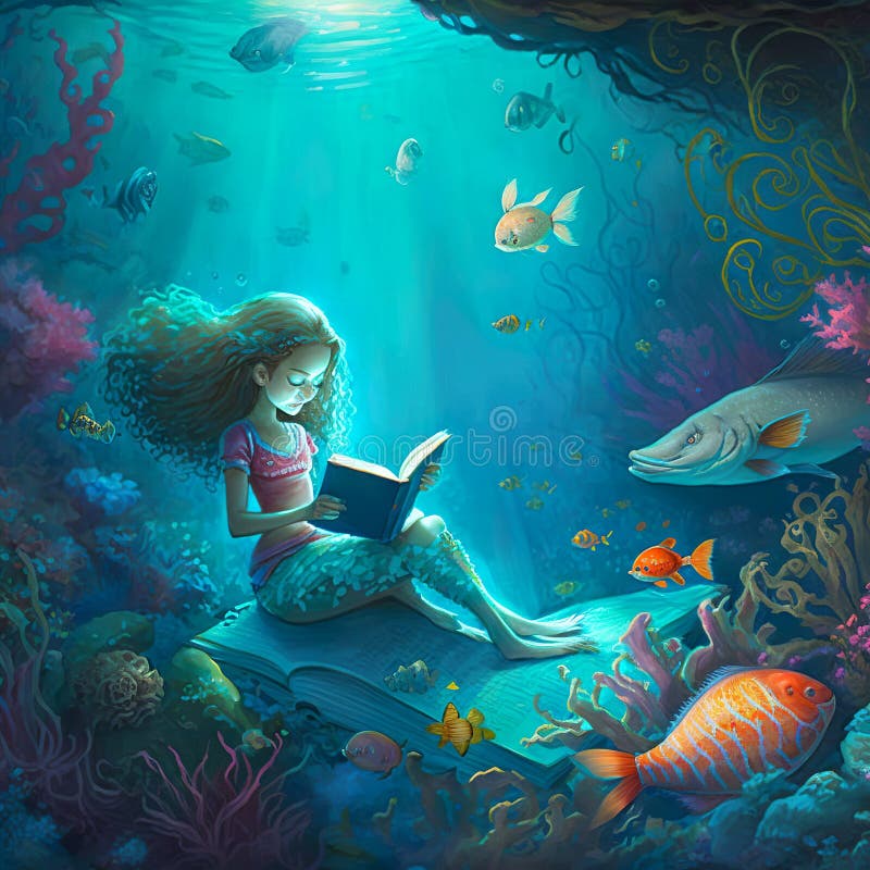Mermaid Reading Stock Illustrations – 98 Mermaid Reading Stock ...
