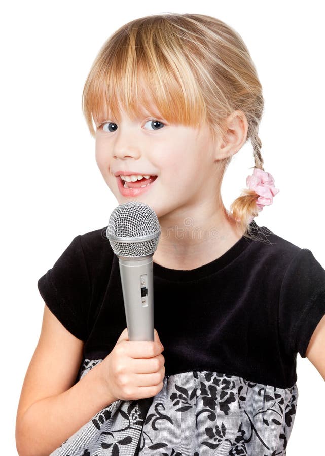 Child With Microphone Singing Royalty Free Stock Photography - Image ...